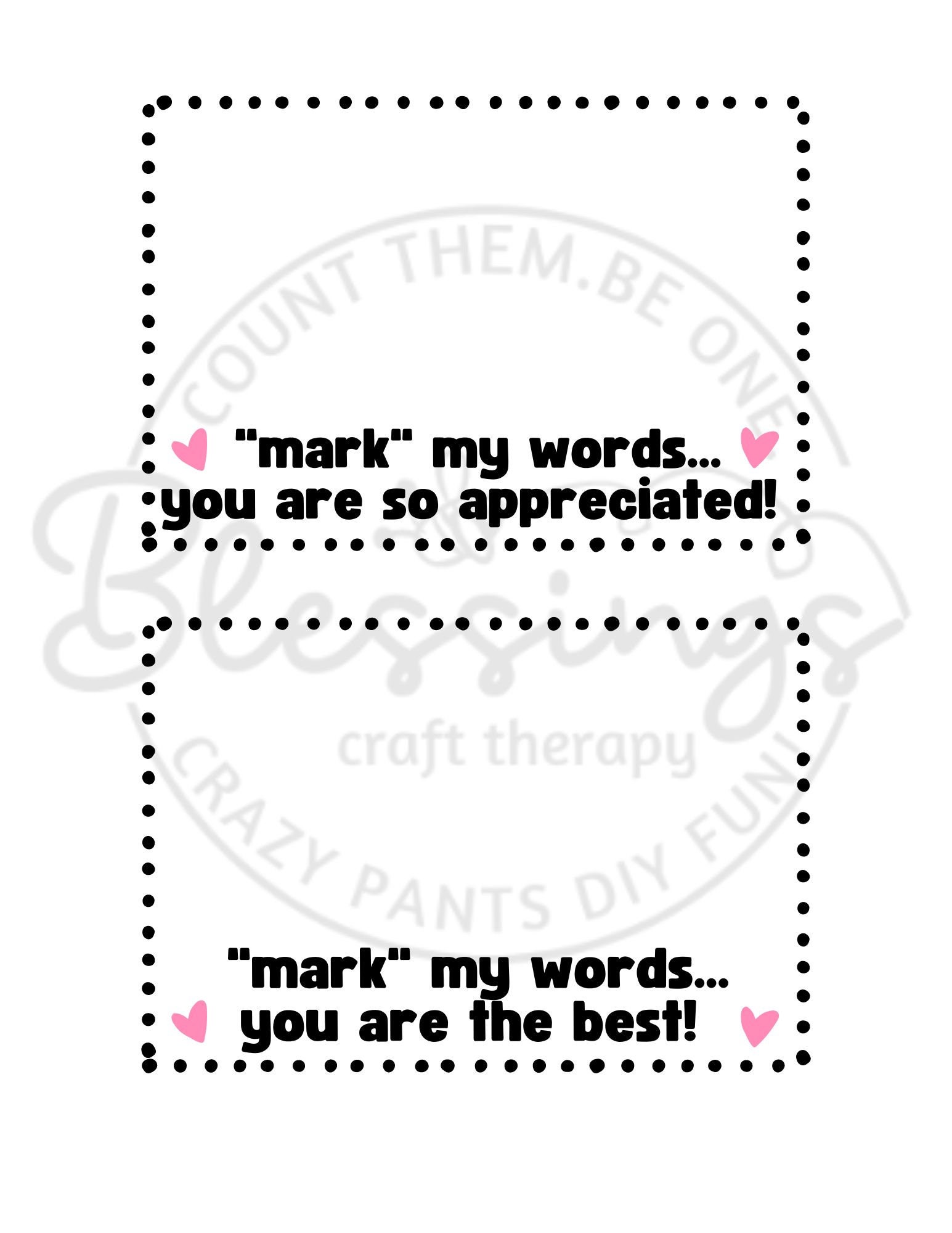 Printable Paperclip Bookmark Gift Card. Teacher Appreciation. "mark My ...