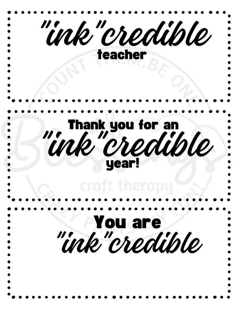 Printable Teacher Appreciation Pen Cards PDF! Inkcredible Pen Cards. - Etsy