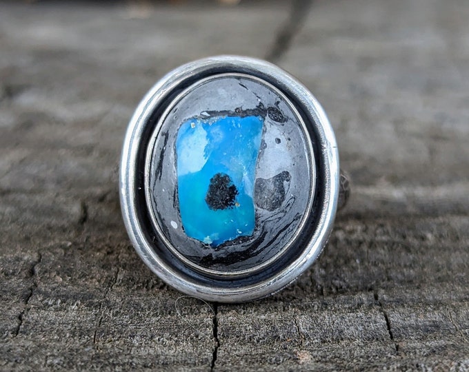 Galaxy Opal Ring, Shadowbox Border, Sterling Silver, Size 7.5 Cantera Opal Ring, Flashy Opal ...