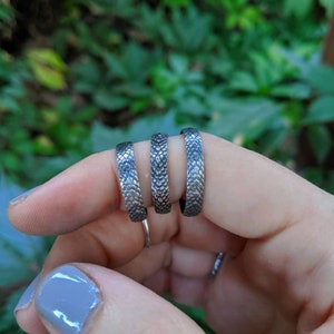 Snakeskin Sterling Silver Stacker Ring, Simple Stacker - Custom Size - Dragon Scale, Snake ...