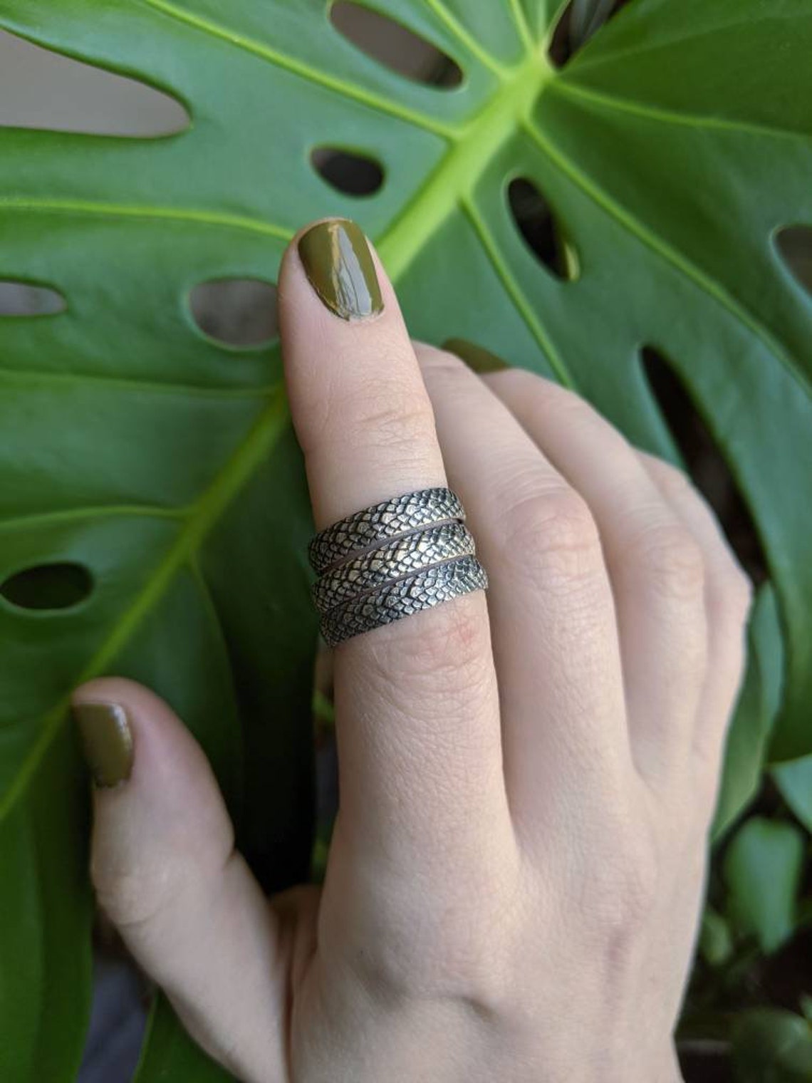 Snakeskin Sterling Silver Stacker Ring Simple Stacker | Etsy
