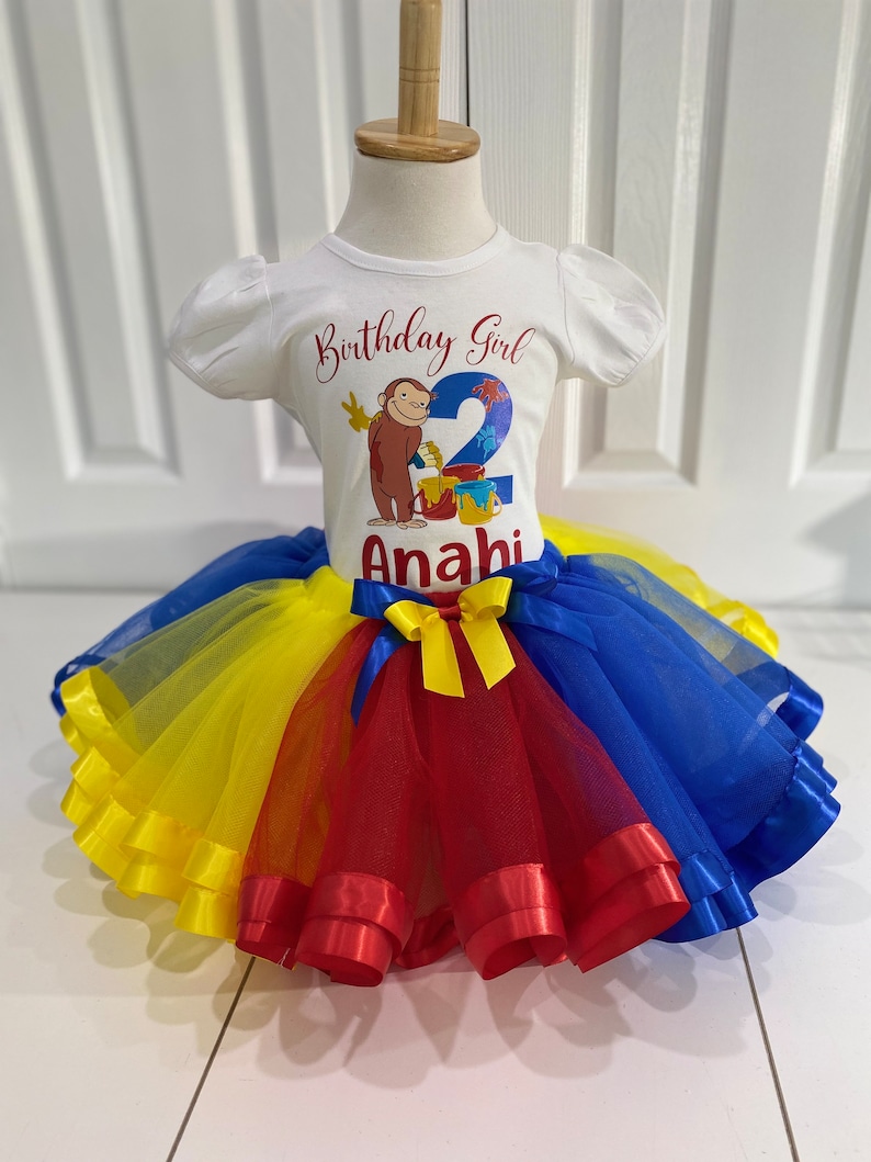 Cute Curious George Tutu Set, Multicolor Curious George Tutu, Curious ...