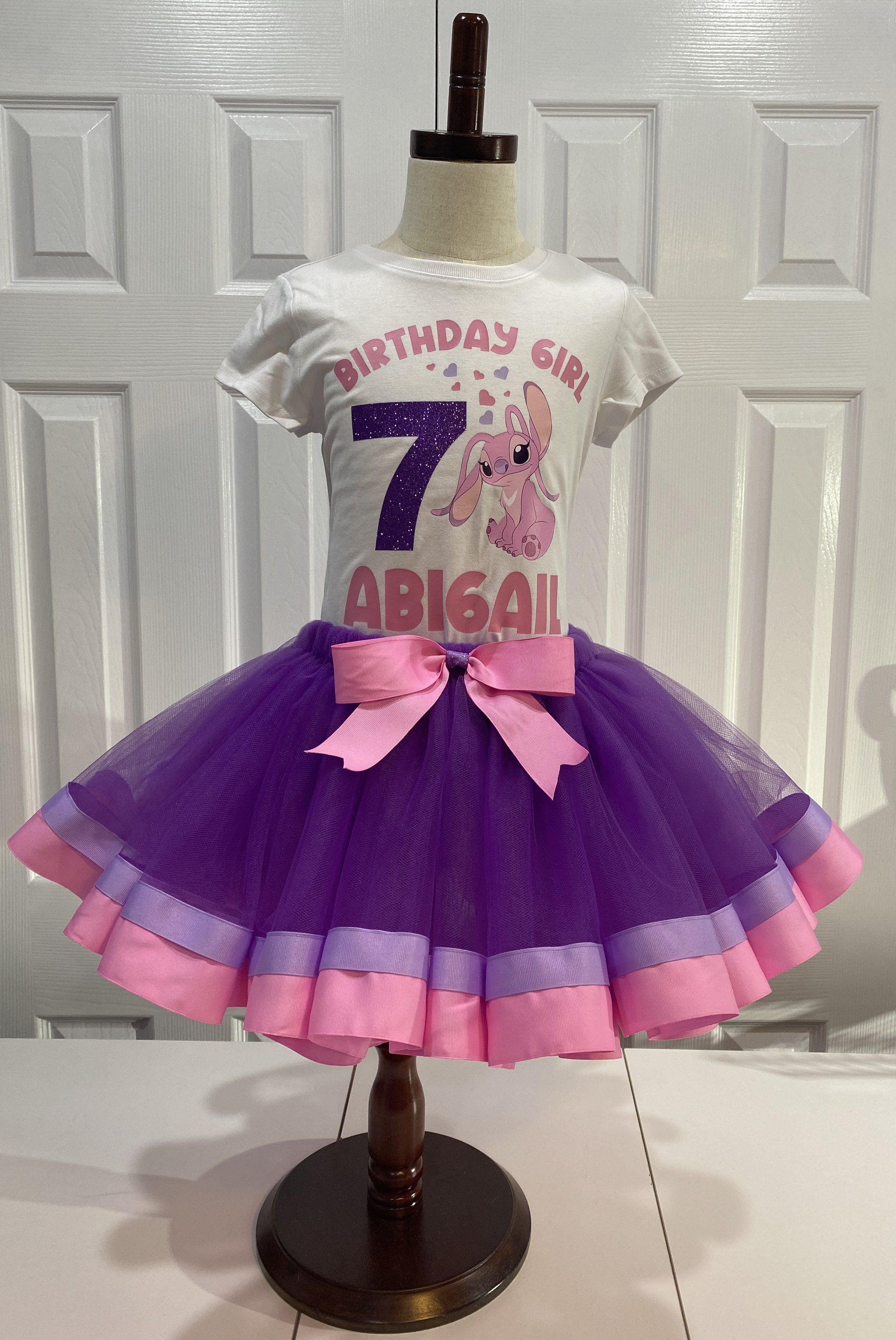Cute Stitch-angel Tutu Set, Angel Birthday Girl Tutu, Purple and Pink ...
