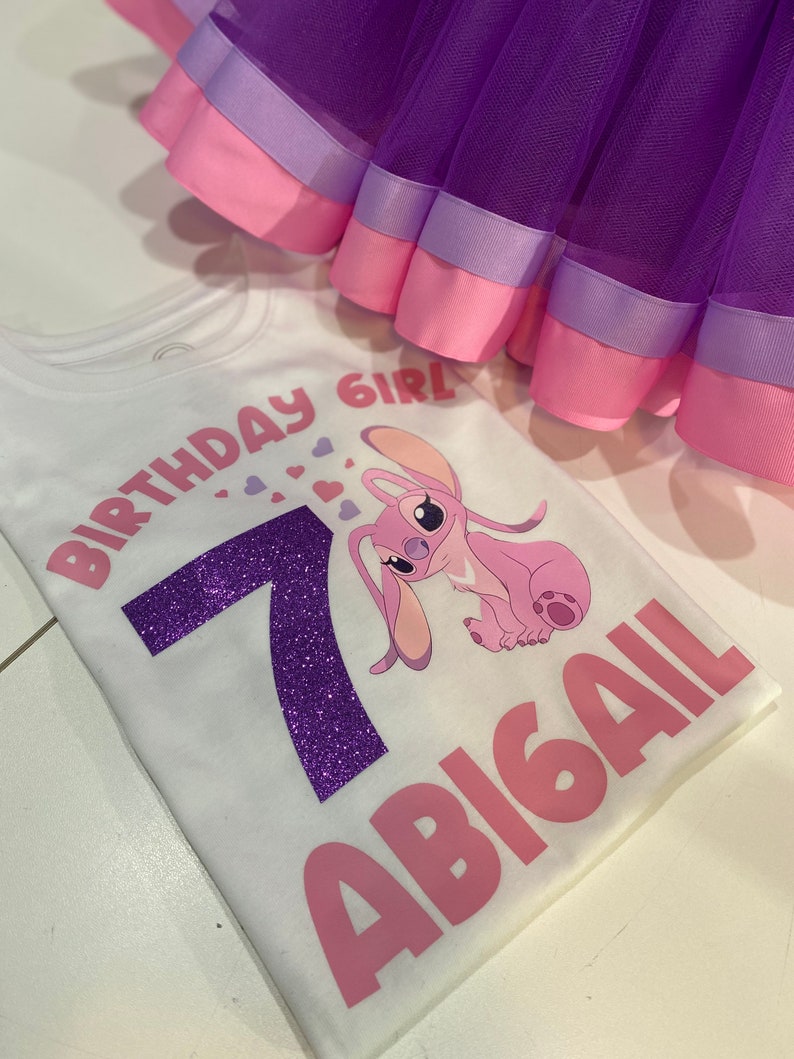 Cute Stitch-angel Tutu Set, Angel Birthday Girl Tutu, Purple and Pink ...