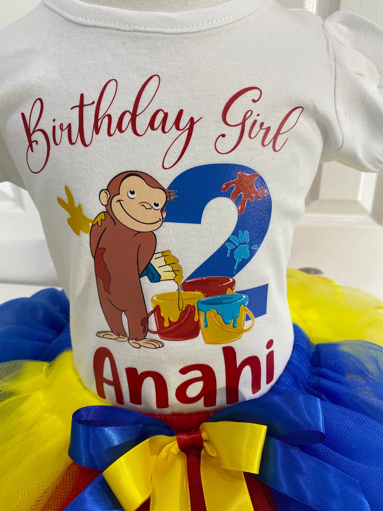 Cute Curious George Tutu Set, Multicolor Curious George Tutu, Curious ...