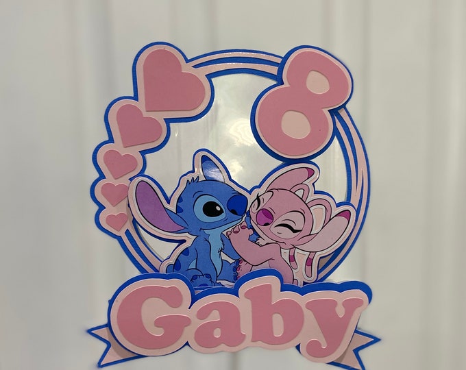 Beautiful Stitch and Angel Cake Toppers, Cute Angel Cake Topper, Lilo ...
