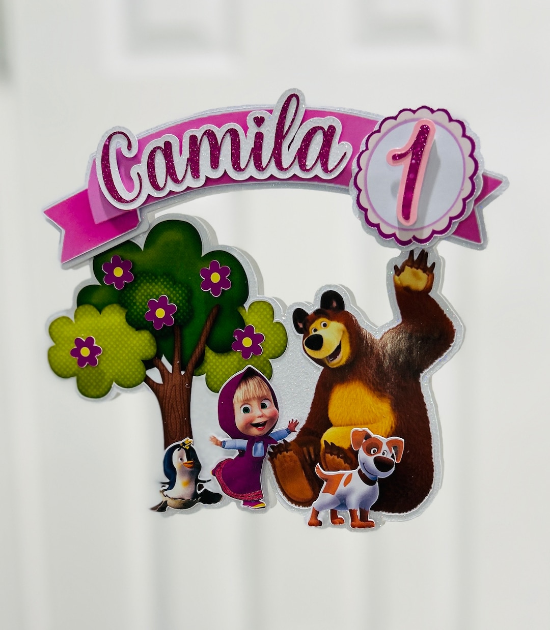 Cute Masha and the Bear 3D Cake Topper - Etsy