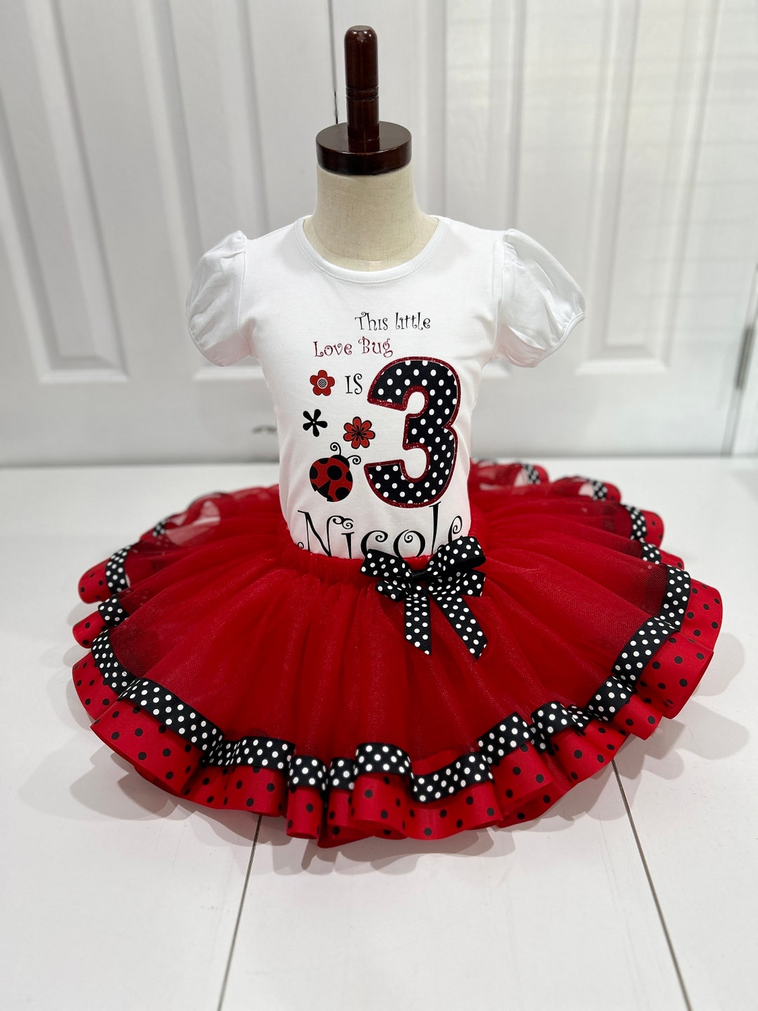 Red and Polkadots Tutu Set, Birthday Girl Polkadots Tutu Set, Birthday ...
