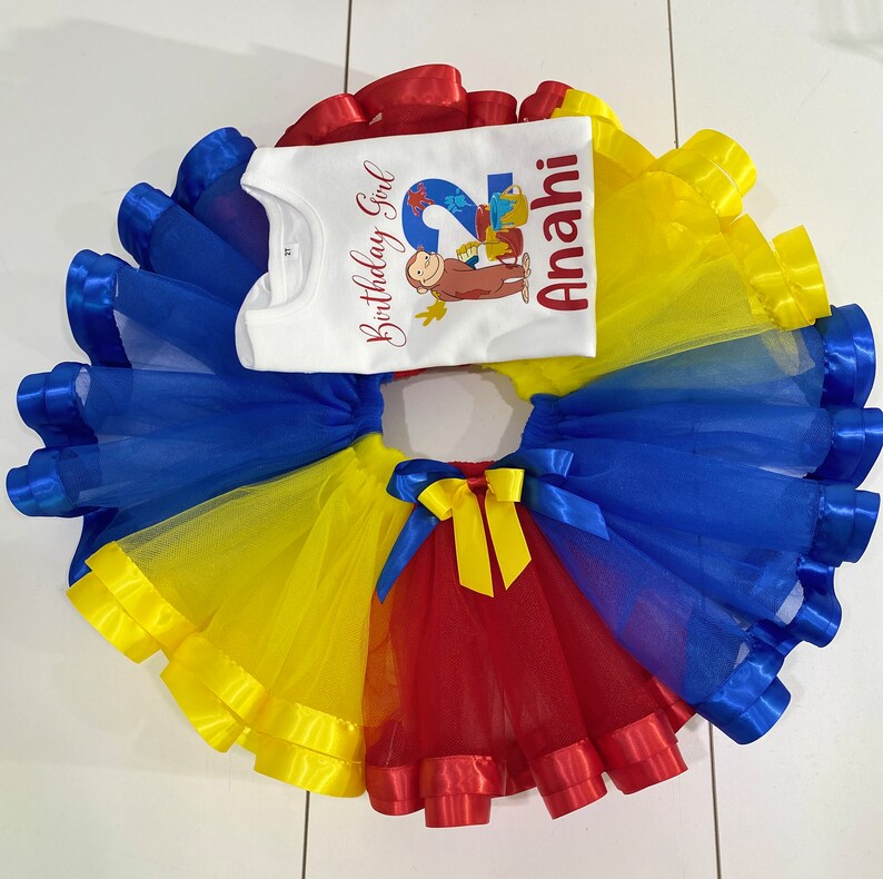 Cute Curious George Tutu Set, Multicolor Curious George Tutu, Curious ...