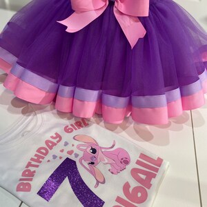 Cute Stitch-angel Tutu Set, Angel Birthday Girl Tutu, Purple and Pink ...