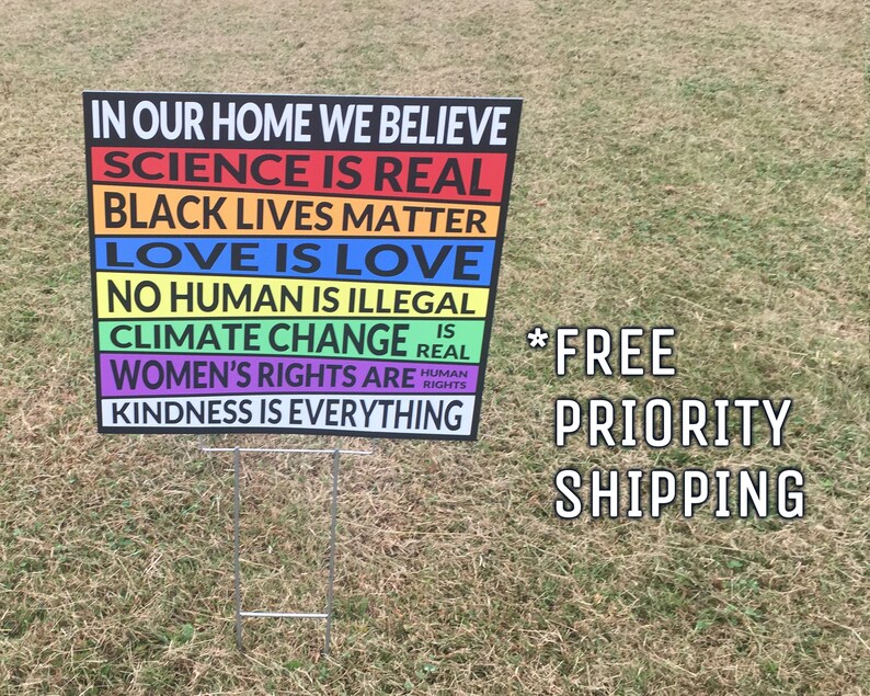 In Our Home We Believe Science is Real Black Lives Matter Yard | Etsy