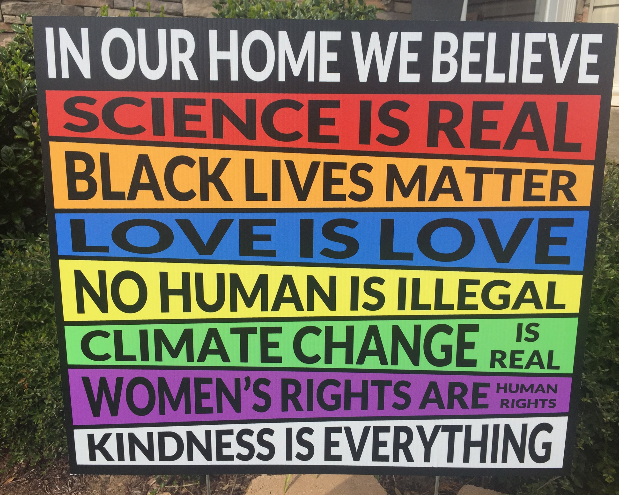 In Our Home We Believe Science is Real Black Lives Matter Yard Sign ...
