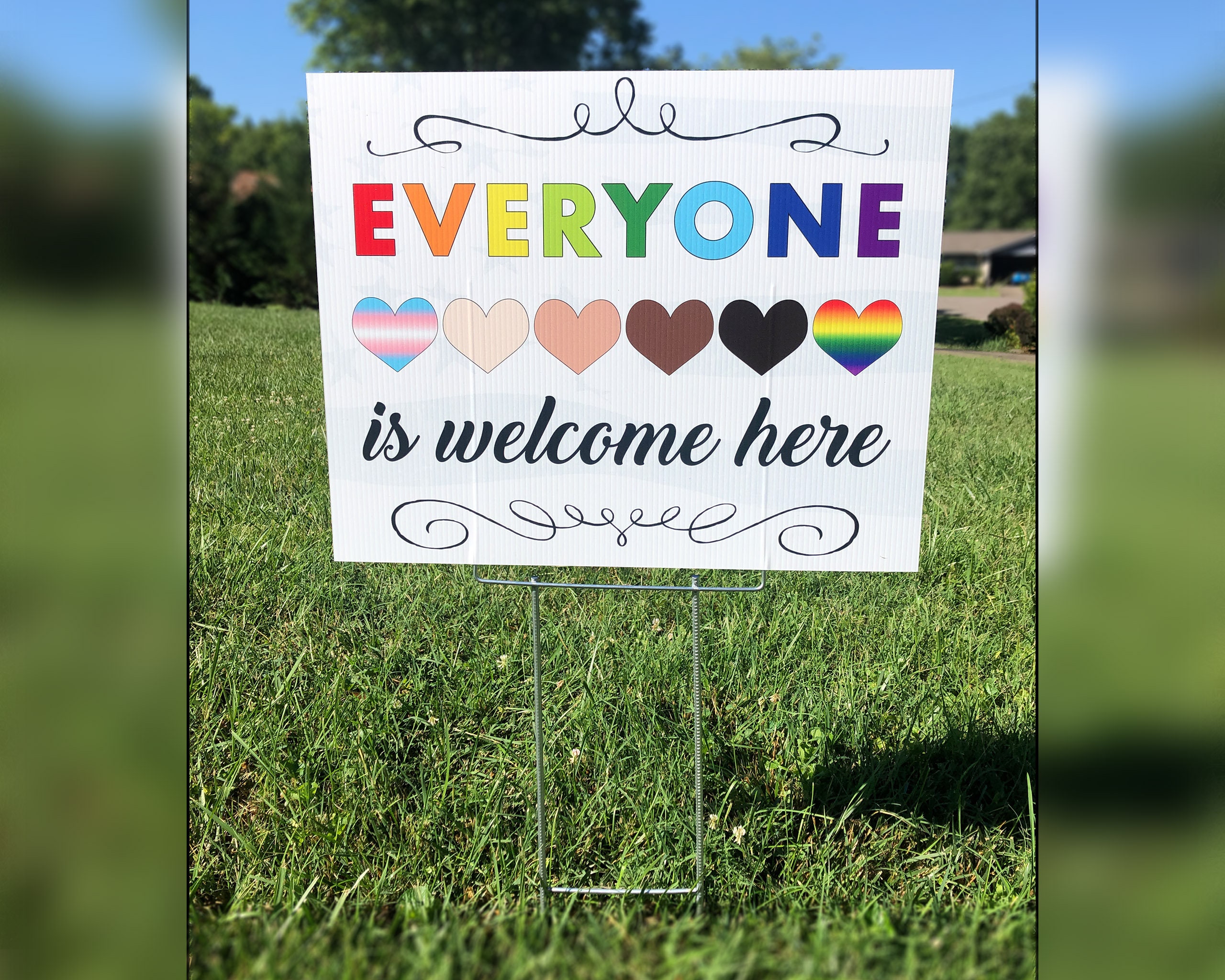 Everyone is Welcome Here Yard Sign Equality Double Sided - Etsy UK