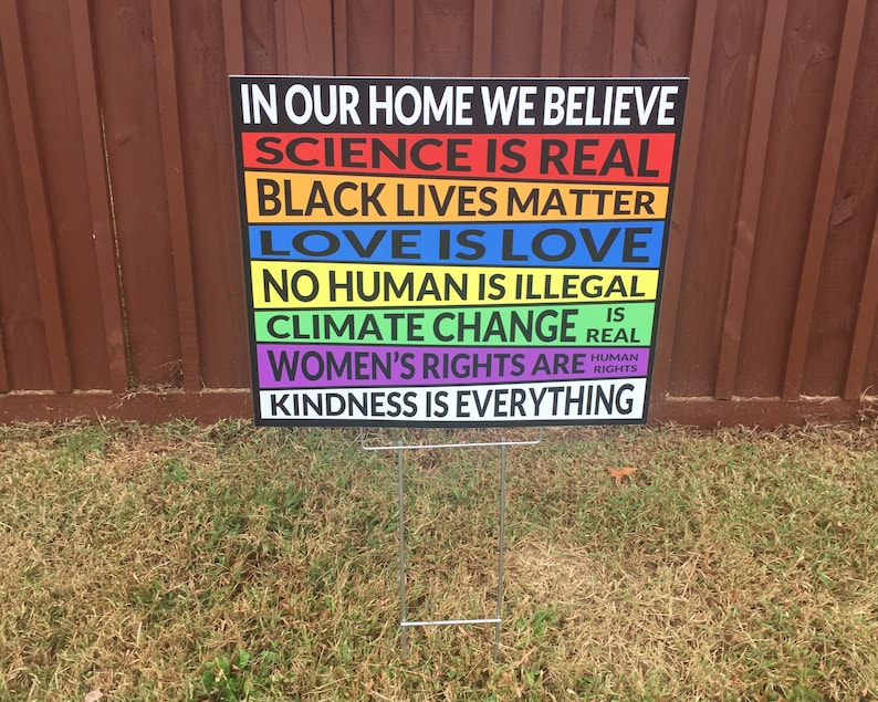 In Our Home We Believe Science is Real Black Lives Matter Yard | Etsy