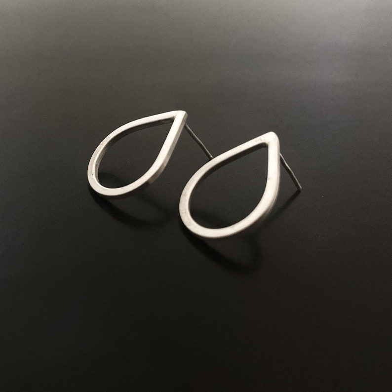 Geometric Teardrop Studs Sterling Silver Petal Earrings - Etsy