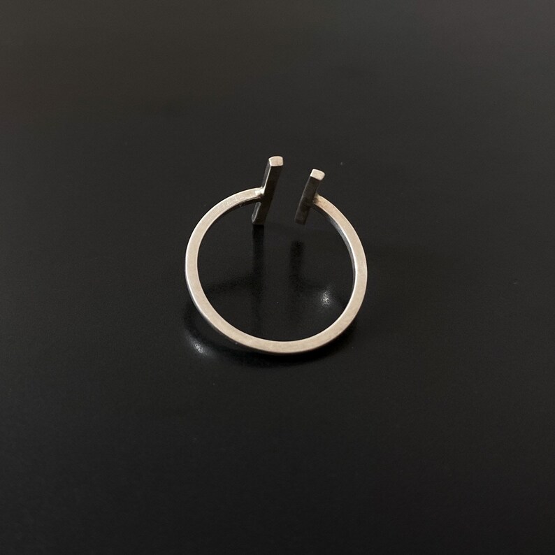 Adjustable Sterling Silver T Ring. Double Bar Open Cuff Ring. - Etsy