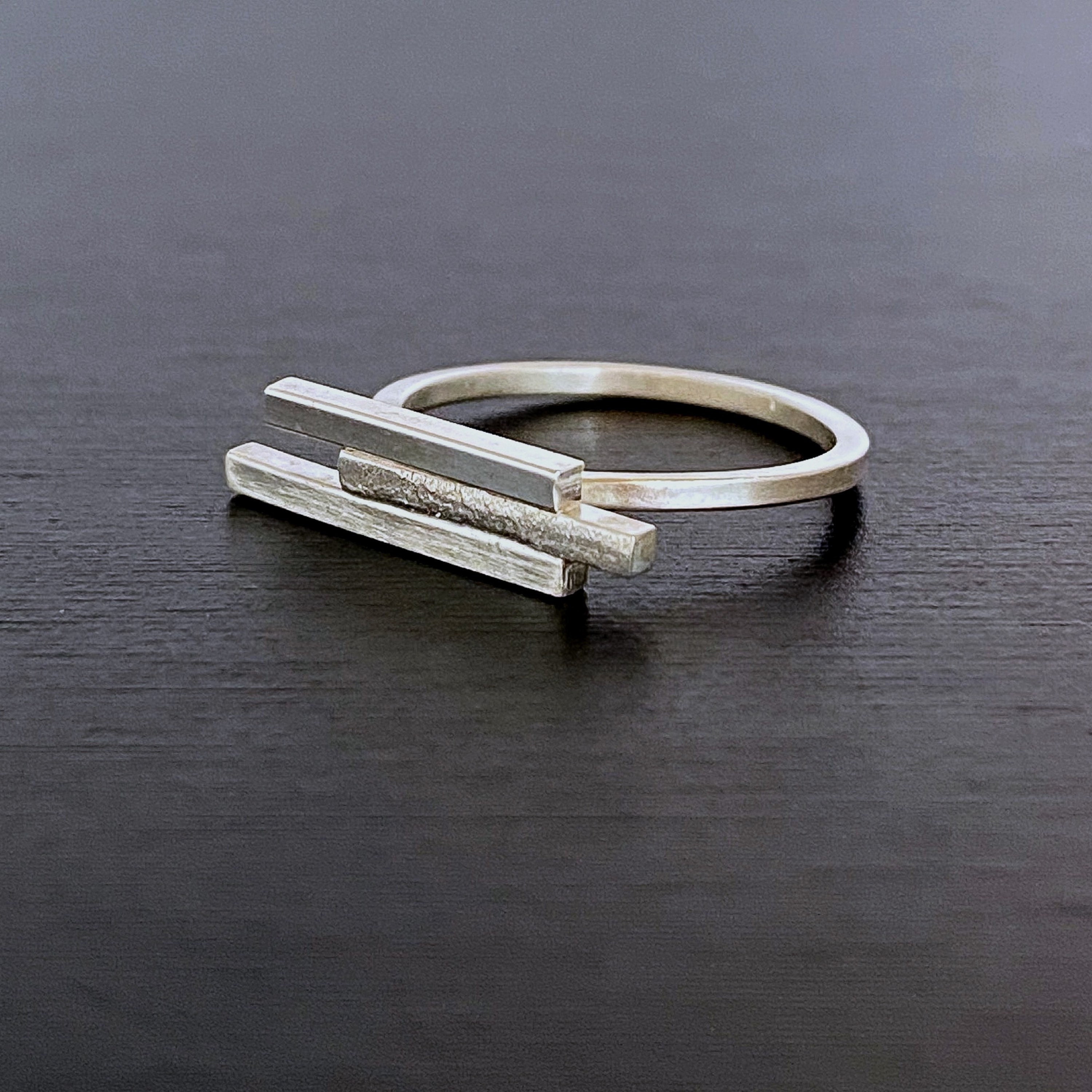 Asymmetric Bar Ring. Silver Statement Ring Stacking Contrast | Etsy