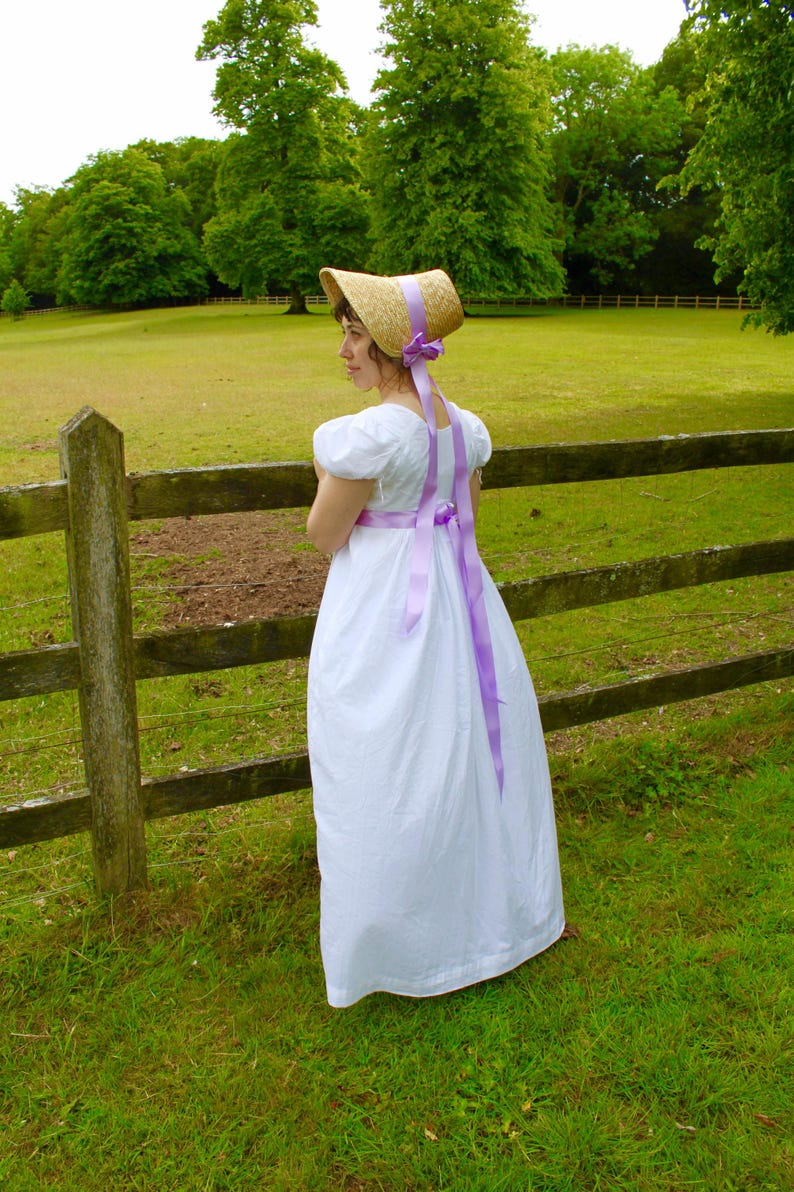 Regency White Cotton Drawstring Gown - Etsy