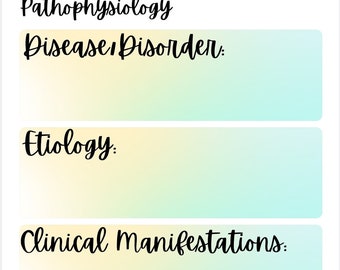 Simple NURSING DISEASE PATHOPHYSIOLOGY Colourful Editable - Etsy