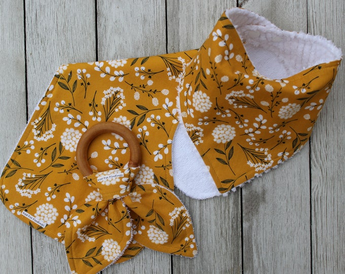 Mustard Yellow Baby Set | Yellow Bandana Bib | Baby Girl Gift | Baby ...
