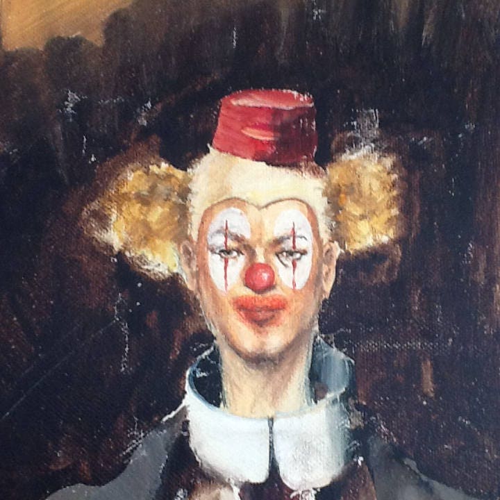 Luigi Rocca pintura al óleo original a bordo payaso detrás de - Etsy España