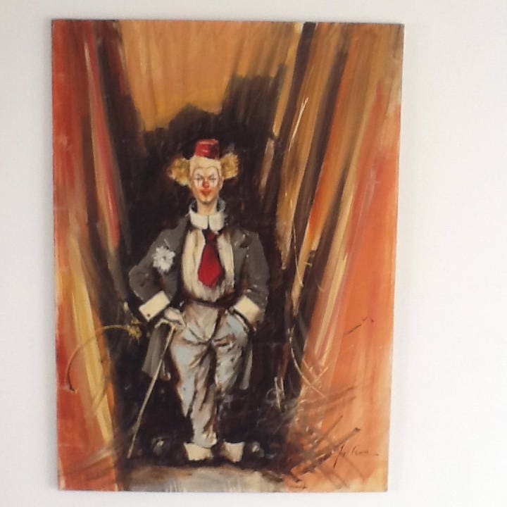Luigi Rocca pintura al óleo original a bordo payaso detrás de - Etsy España