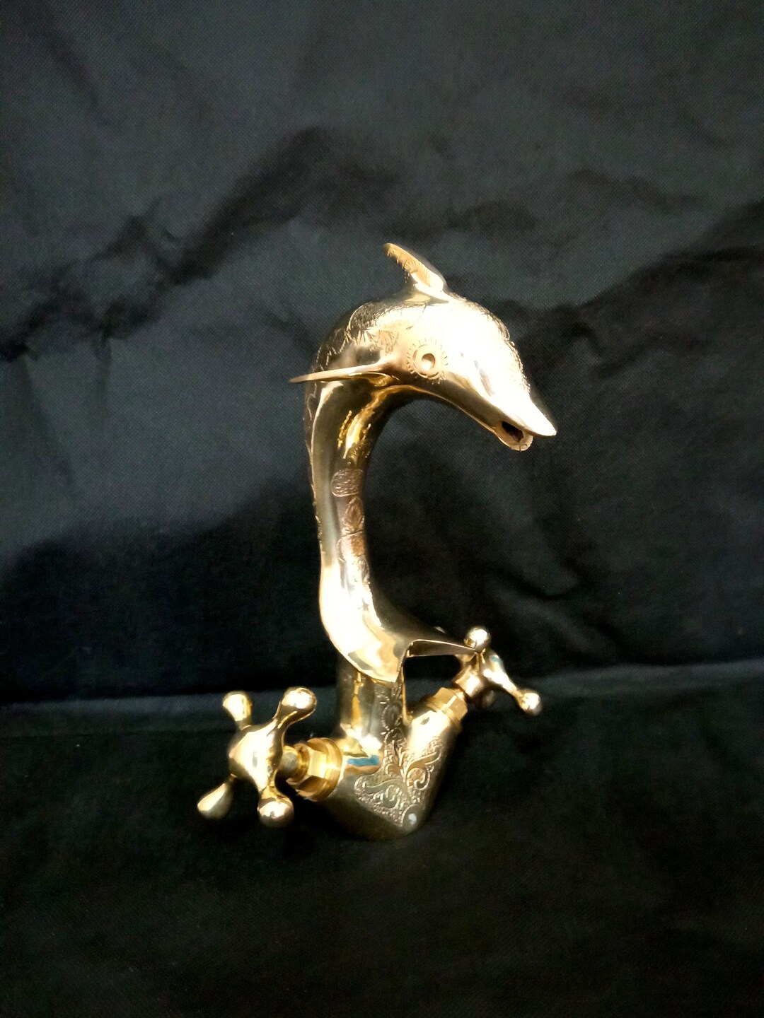 Brass Engraved Moroccan Fish Faucet, Bathroom Kitchen Decor - Etsy