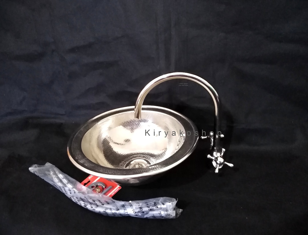 Bathroom Round Sink Wash Basin Vessel Bathroom Nickel Silver Sink With ...