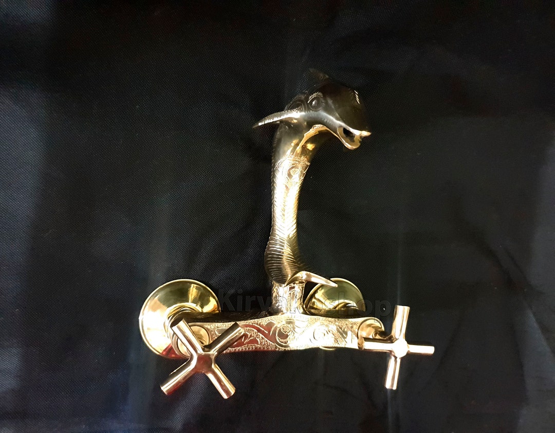 Brass Wall Mounted Bathroom Faucet - Brass Fish Haed Faucet - Wall ...