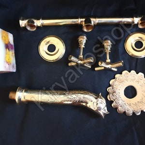 Wall Mounted Engraved Head Fish Bathroom Vanity Faucet Inclueded Brass ...