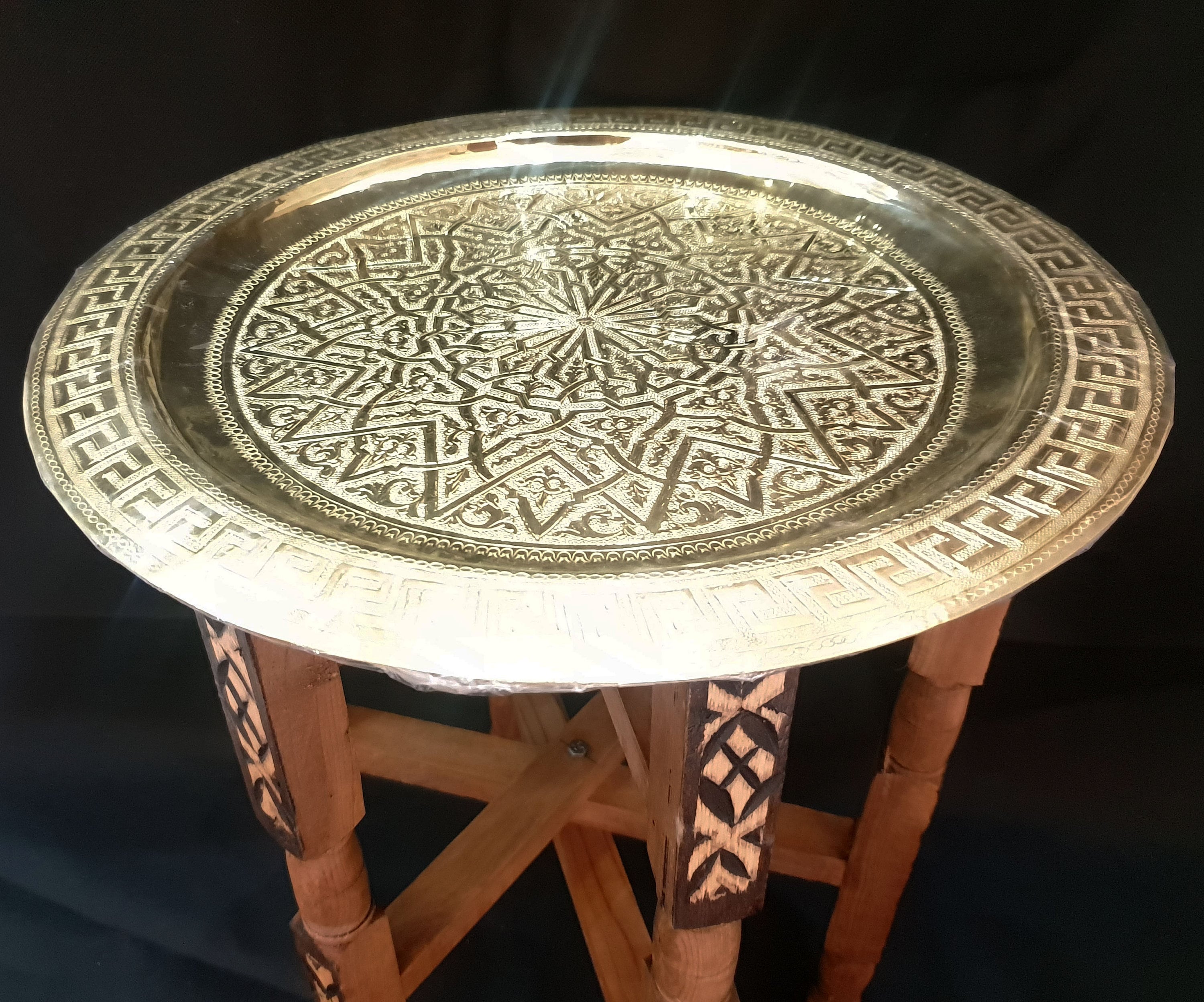 Moroccan Tray Table Round Brass Tray Moroccan Tea Tray - Etsy
