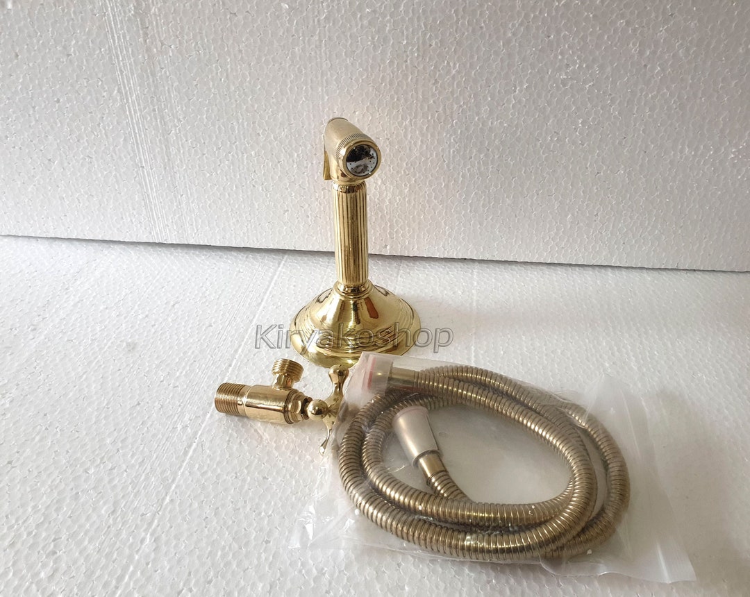 Unlacquered Brass Side Sprayer - Kitchen Brass Hand Sprayer, Kitchen ...