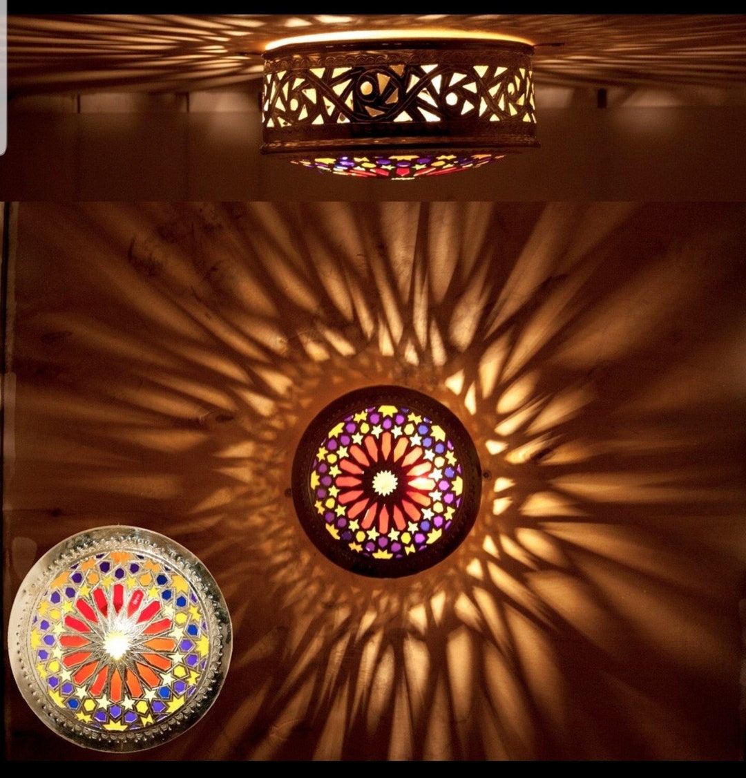 Brass Moroccan Wall Sconce, Middle Eastern Mosaic Light - Etsy