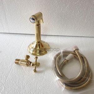 Unlacquered Brass Side Sprayer - Kitchen Brass Hand Sprayer, Kitchen ...
