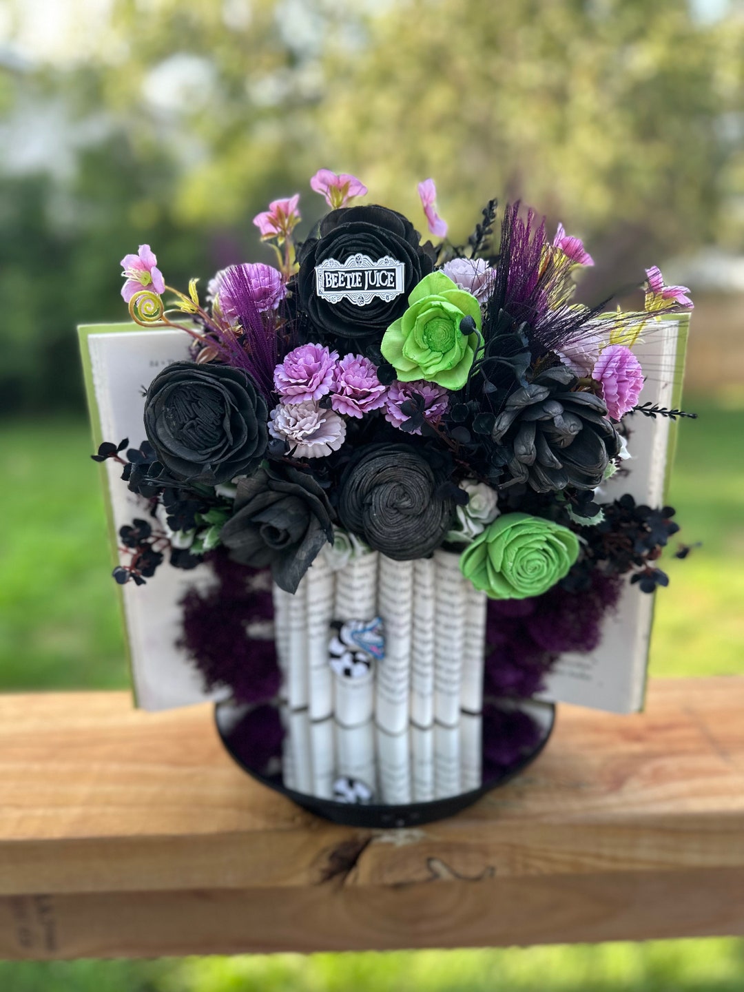 Goth Centerpiece/halloween Decor/ Centerpiece/sola Wood Flower ...