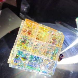 Dichroic Art Glass Cube: NASA Chameleon Crystal Paperweight - Etsy