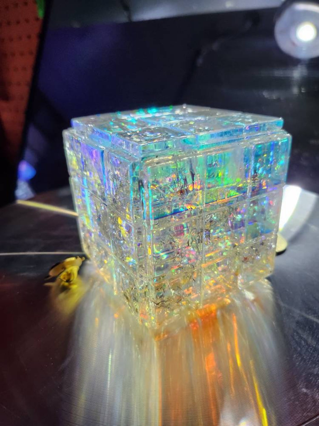 Dichroic Art Glass Cube: NASA Chameleon Crystal Paperweight - Etsy