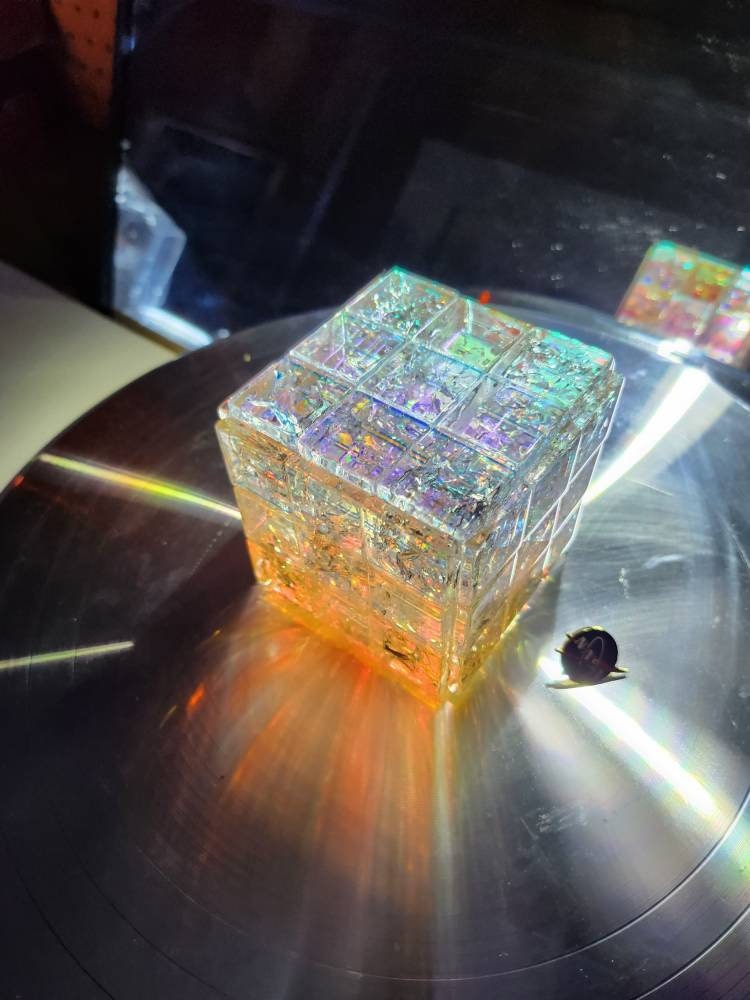 Dichroic Art Glass Chameleon Crystal Cube Chakras Autism Pyramid ...