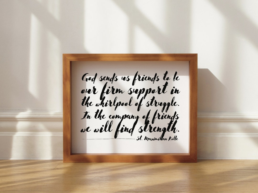 God Sends Us Friends Quote Print | Catholic Wall Decor | Religious Wall ...