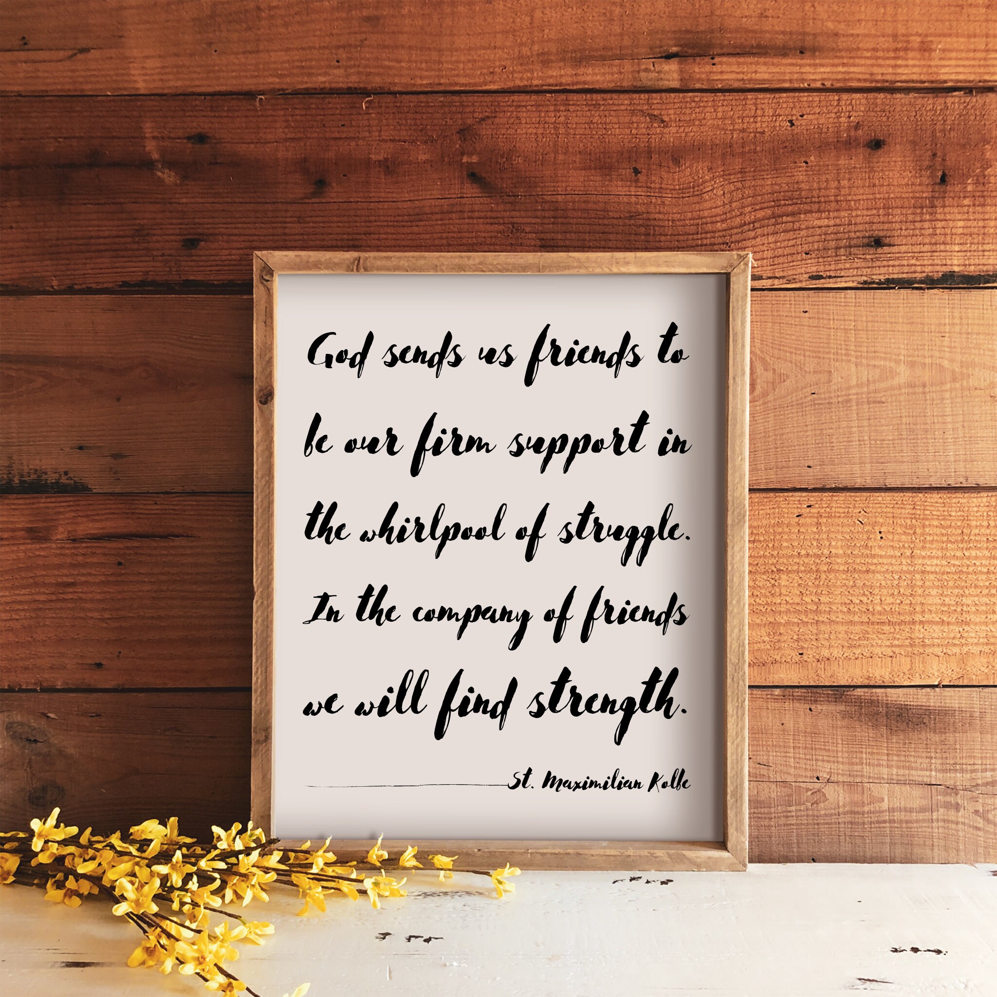 God Sends Us Friends Quote Print | Catholic Wall Decor | Religious Wall ...