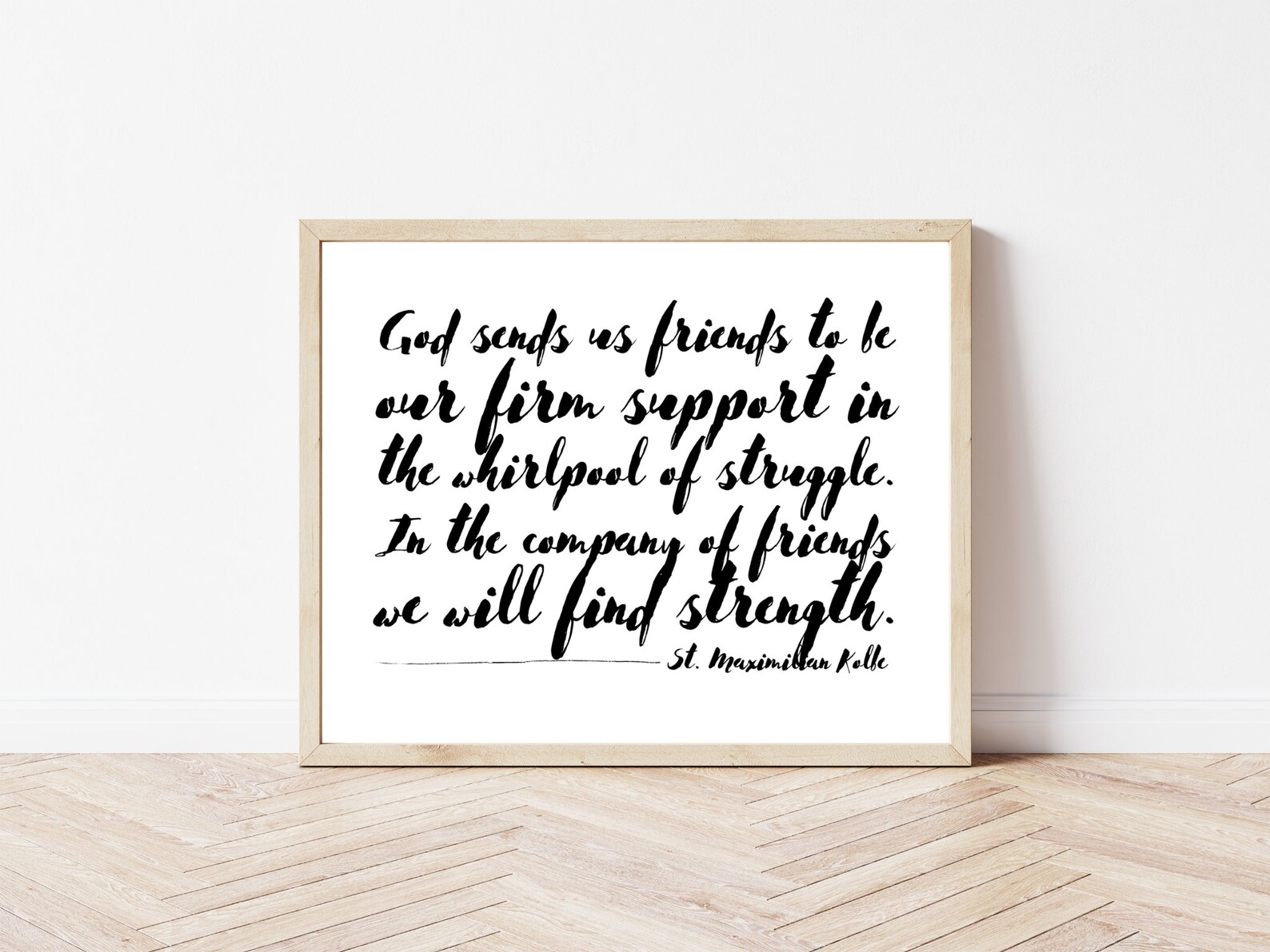 God Sends Us Friends Quote Print | Catholic Wall Decor | Religious Wall ...