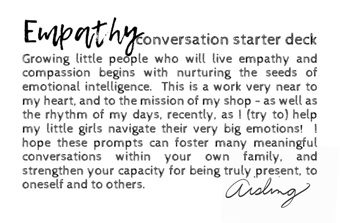 Printable Conversation Starters EMPATHY Digital Download Conversation ...