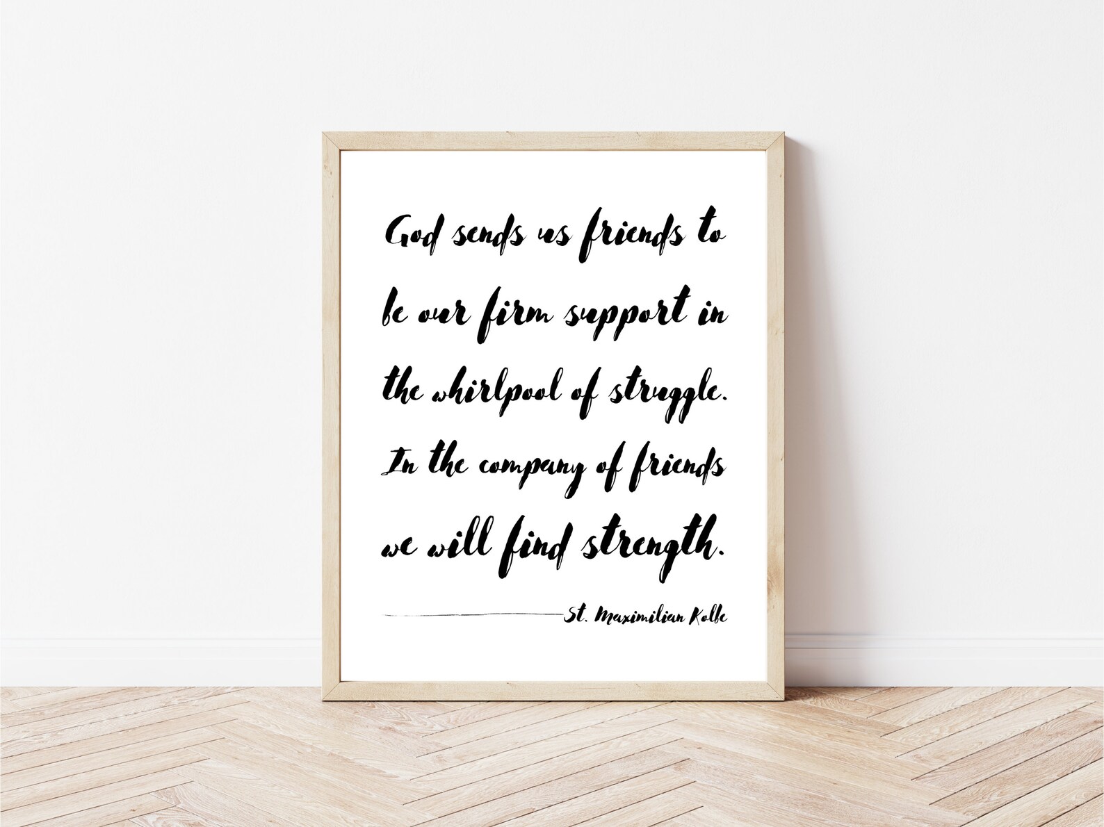 God Sends Us Friends Quote Print | Catholic Wall Decor | Religious Wall ...