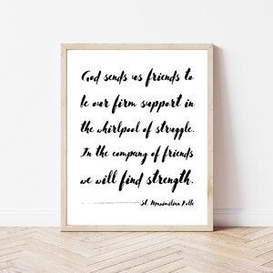 God Sends Us Friends Quote Print | Catholic Wall Decor | Religious Wall ...