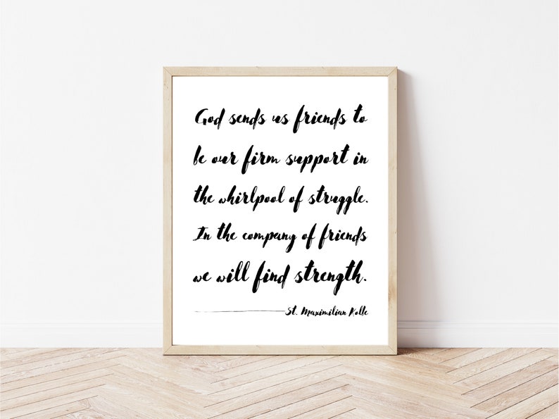 God Sends Us Friends Quote Print | Catholic Wall Decor | Religious Wall ...