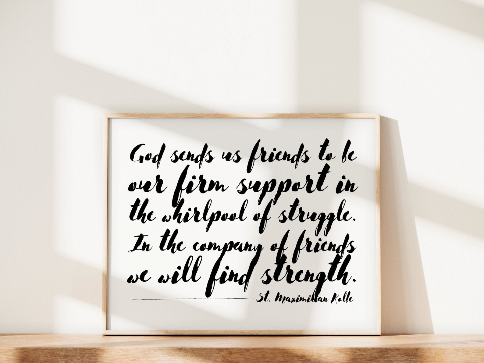 God Sends Us Friends Quote Print | Catholic Wall Decor | Religious Wall ...