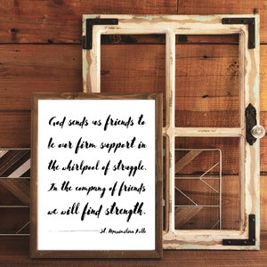 God Sends Us Friends Quote Print | Catholic Wall Decor | Religious Wall ...