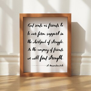 God Sends Us Friends Quote Print | Catholic Wall Decor | Religious Wall ...