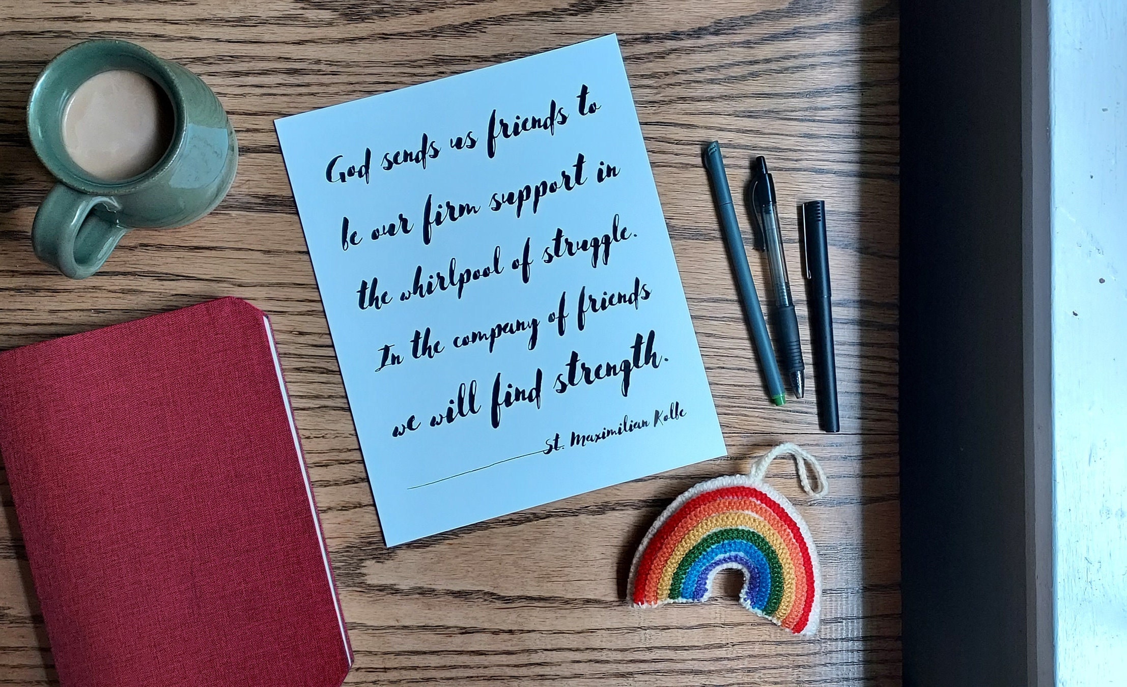 God Sends Us Friends Quote Print | Catholic Wall Decor | Religious Wall ...