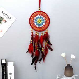 1000 6 in Wide and 20 in Tall Red Dream Catcher W Black and - Etsy